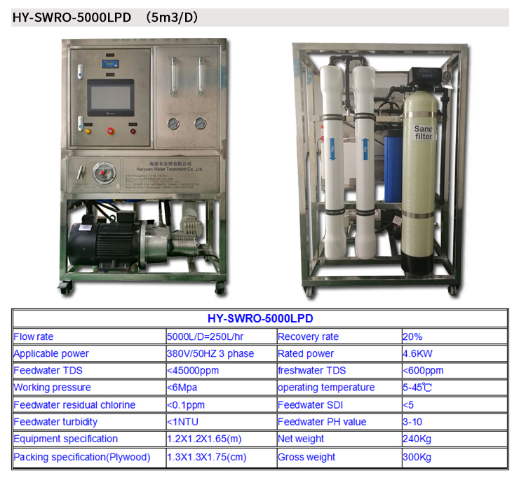 Seawater desalination machine for boat